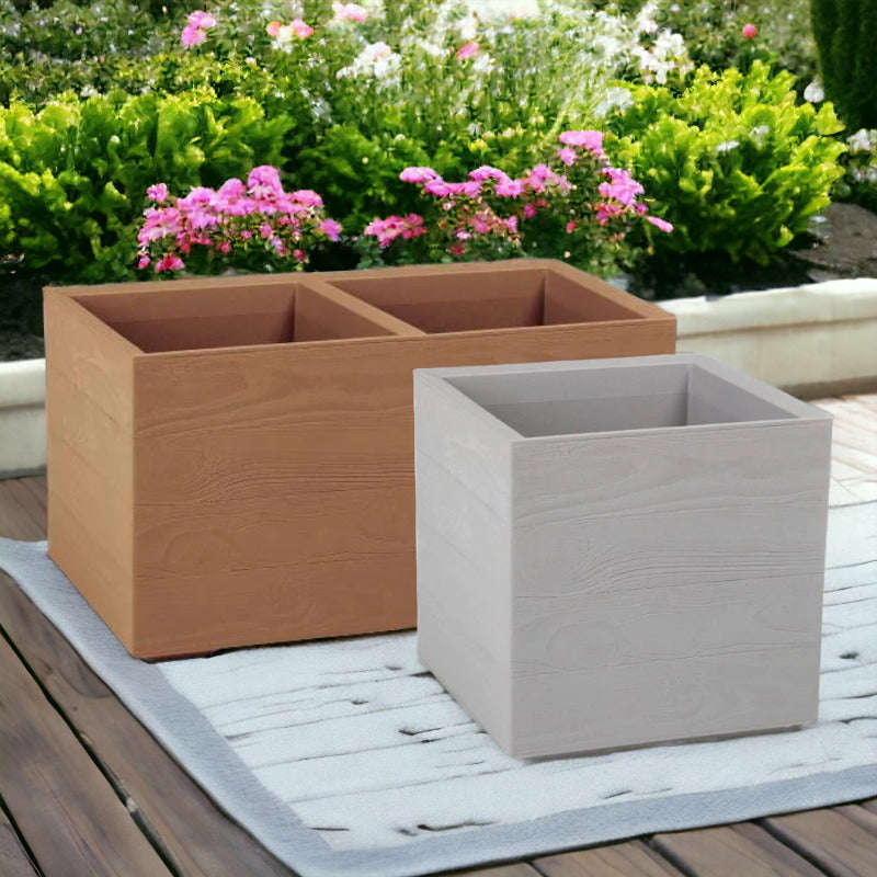 Pretty Pots - Karo Planter Range - Large Wood Effect Plant Pots